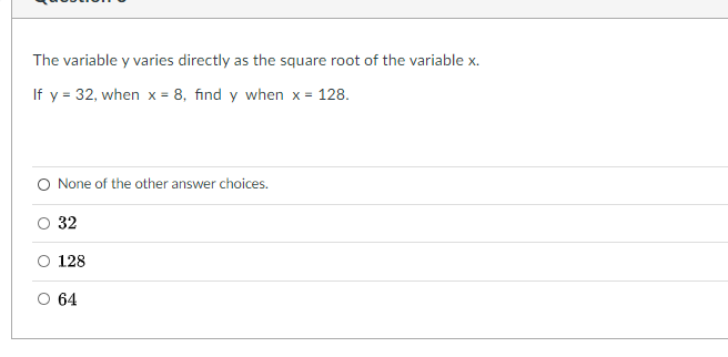 Solved The variable y varies directly as the square root of | Chegg.com