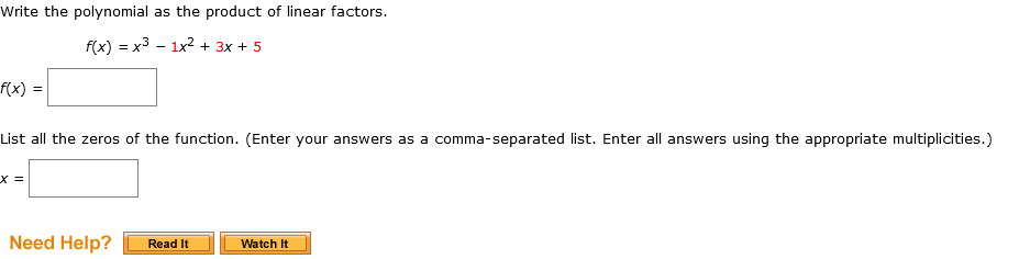 Write the polynomial as the product of linear | Chegg.com