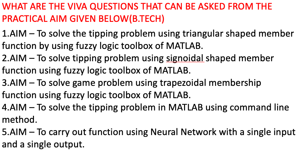 WHAT ARE THE VIVA QUESTIONS THAT CAN BE ASKED FROM | Chegg.com