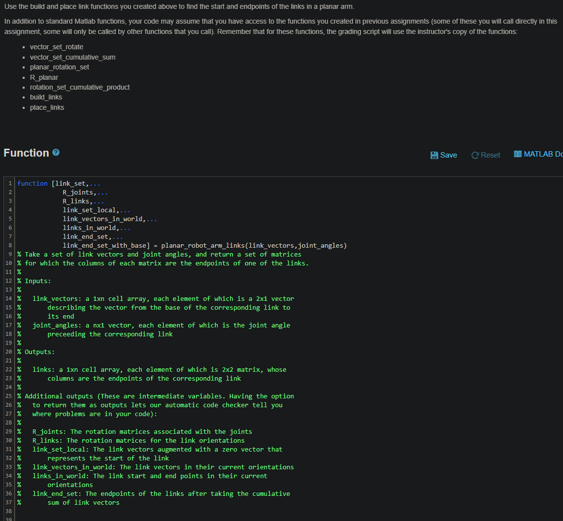 Solved Use the build and place link functions you created | Chegg.com