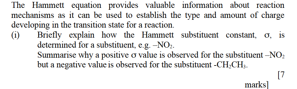 Solved The Hammett equation provides valuable information | Chegg.com