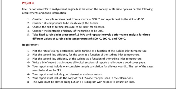Solved Project 6: Use the software EES to analyze heat | Chegg.com