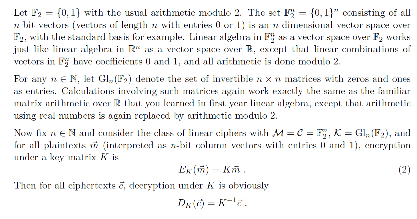 Let F2 = = {0,1} with the usual arithmetic modulo 2. | Chegg.com