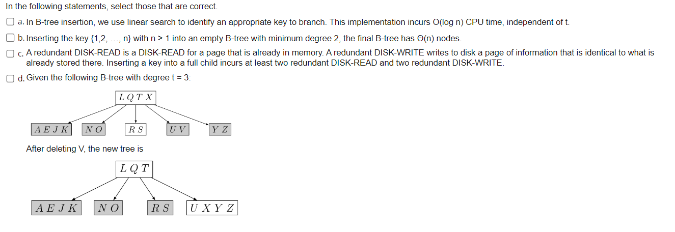 Solved In the following statements, select those that are | Chegg.com