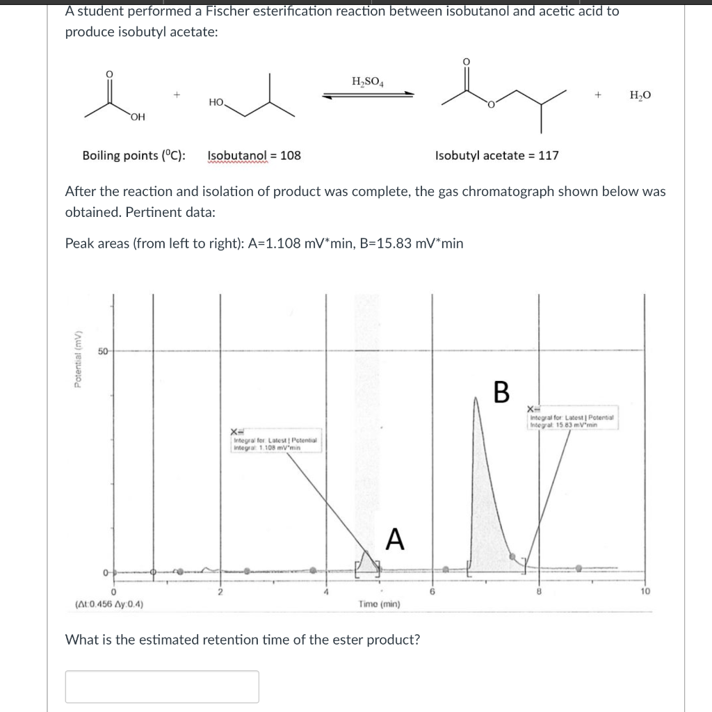 Solved A student performed a Fischer esterification reaction | Chegg.com