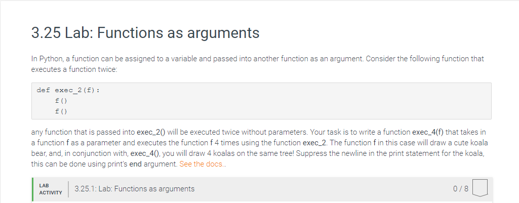Solved 3.25 Lab: Functions as arguments In Python, a | Chegg.com