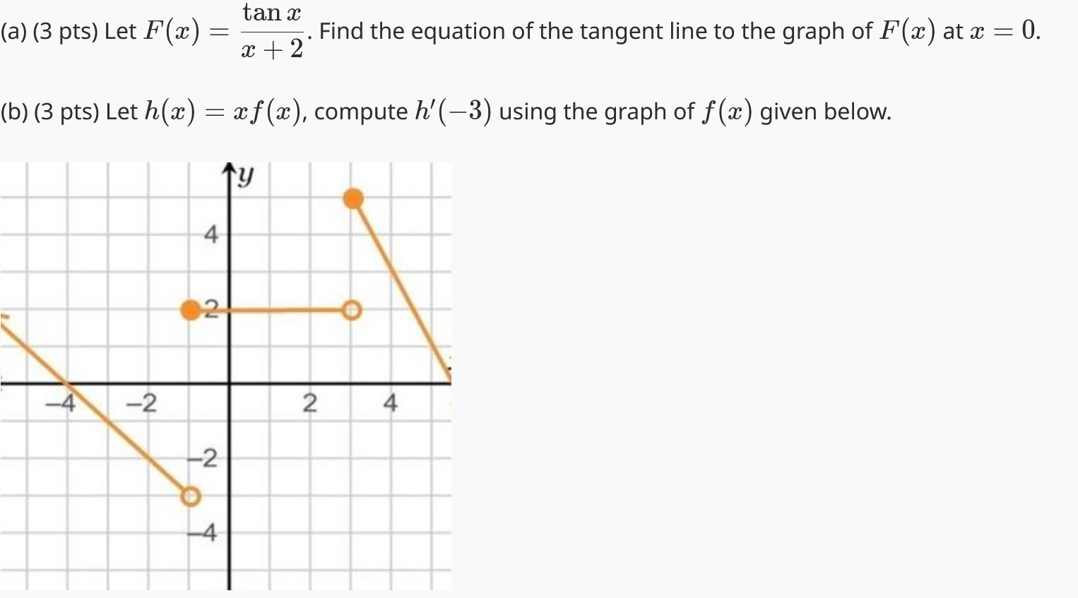 Solved (a) (3 pts) Let F(x)=x+2tanx. Find the equation of | Chegg.com