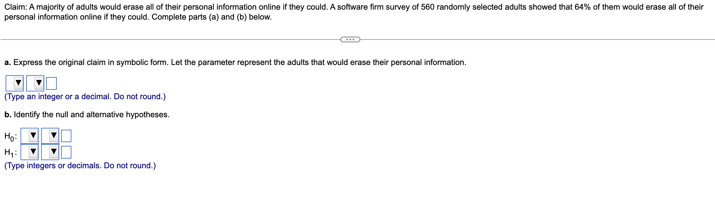Solved b. Identify the null and alternative hypotheses. | Chegg.com