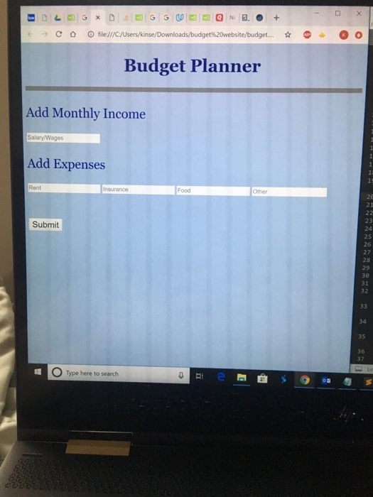 Solved need help making budget planner website what java | Chegg.com