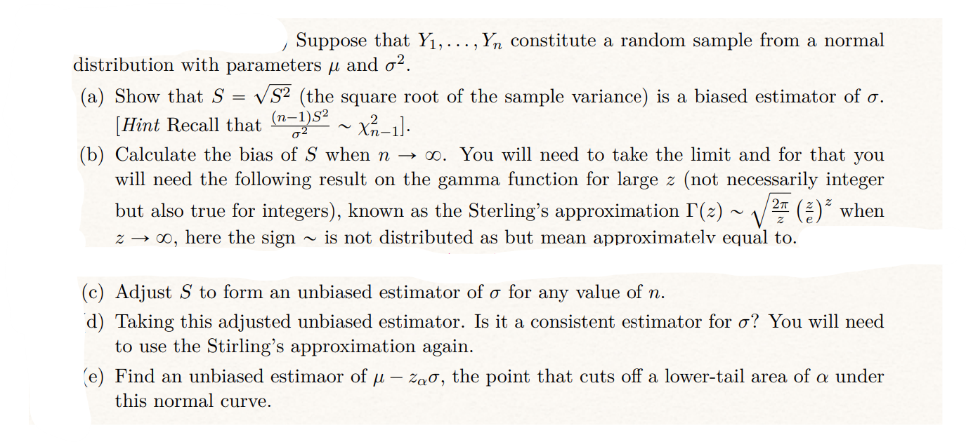 Solved Suppose that Y1,…,Yn constitute a random sample from | Chegg.com