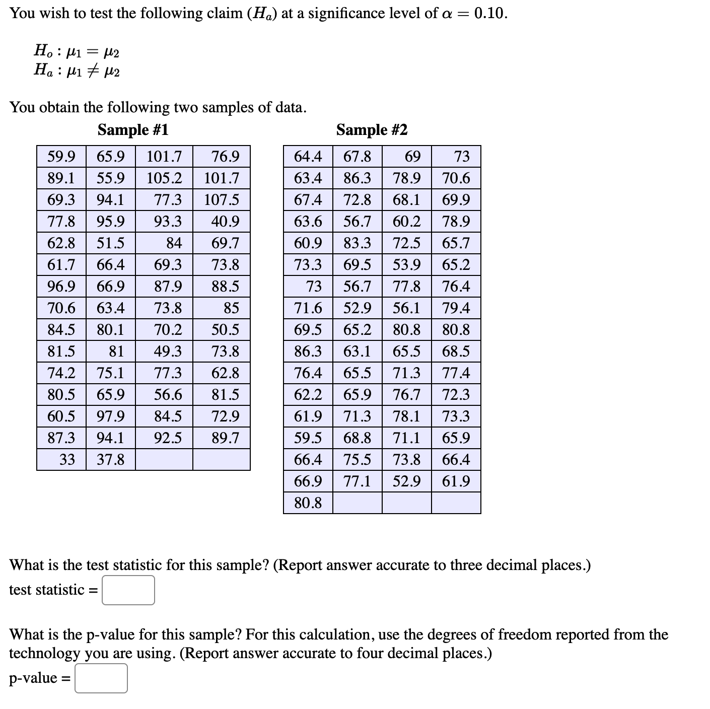 You wish to test the following claim \\( | Chegg.com