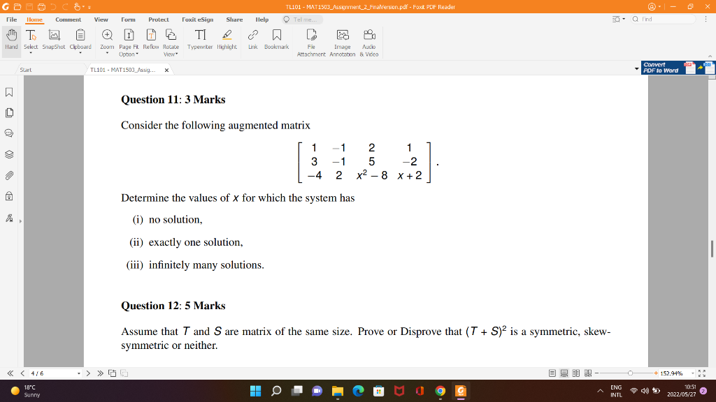 Solved GO TL101 - MAT1503 Assignment_2_FinalVersion.pdf - | Chegg.com