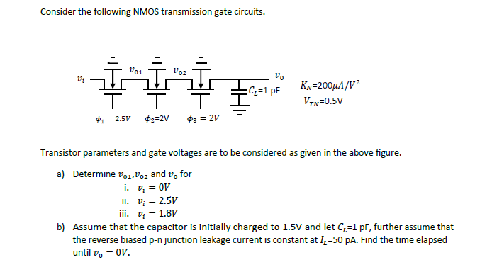 Solved Consider the following NMOS transmission gate | Chegg.com