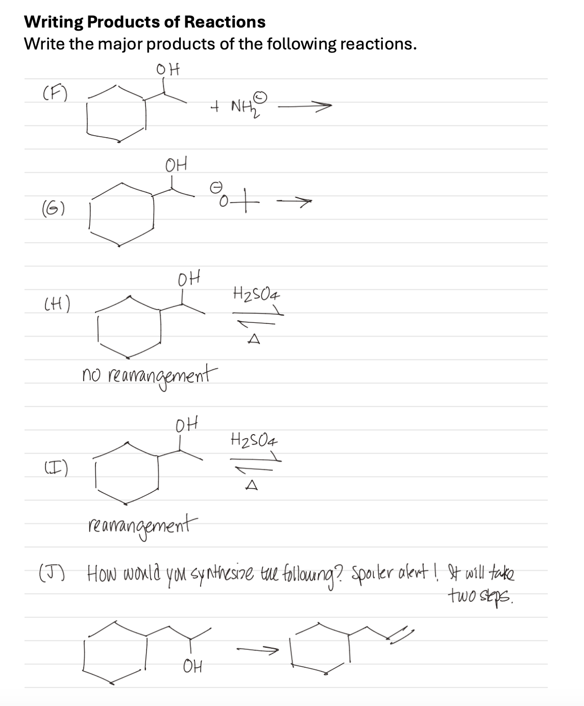 Solved Write the major products of the following reactions. | Chegg.com