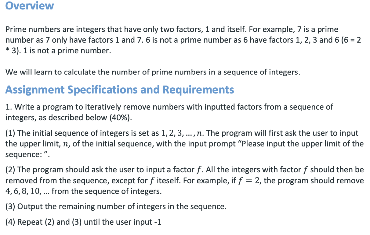Solved Python: Prime numbers are integers that have only | Chegg.com