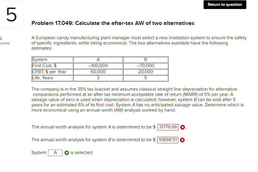 Problem 17 049 Calculate The After Tax Aw Of Two