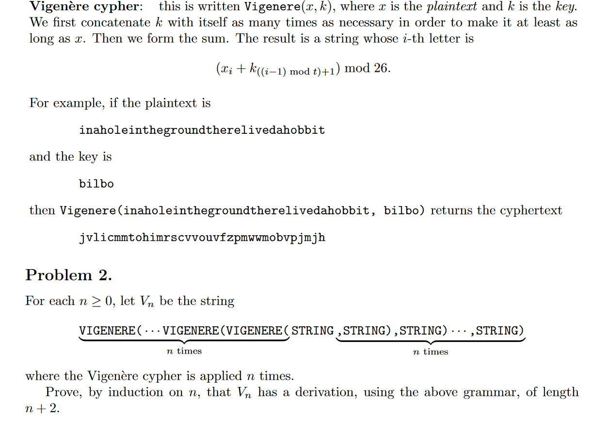 Solved Vigenère cypher: this is written Vigenere(x, k), | Chegg.com