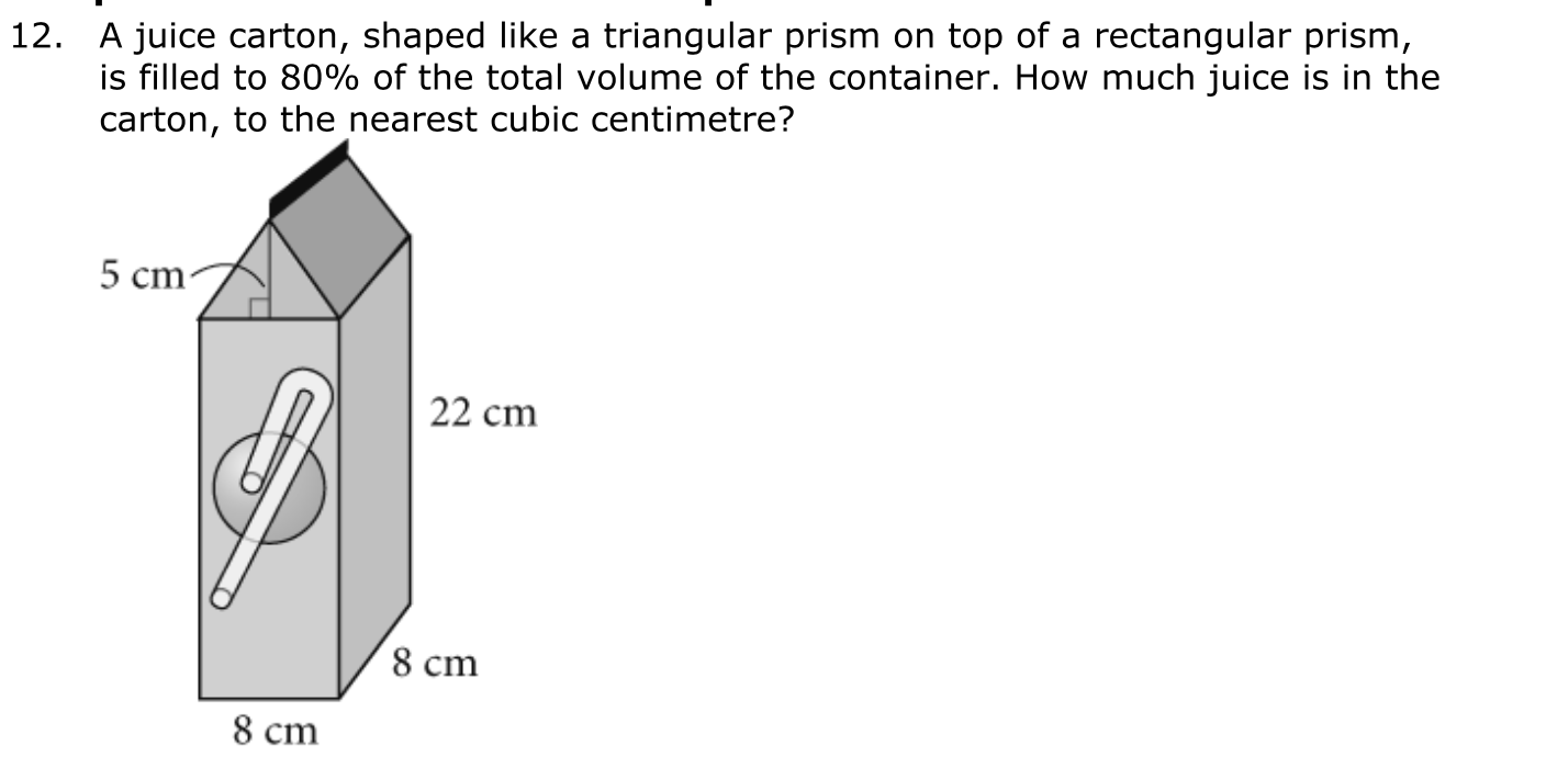 Solved 12. A juice carton, shaped like a triangular prism on | Chegg.com