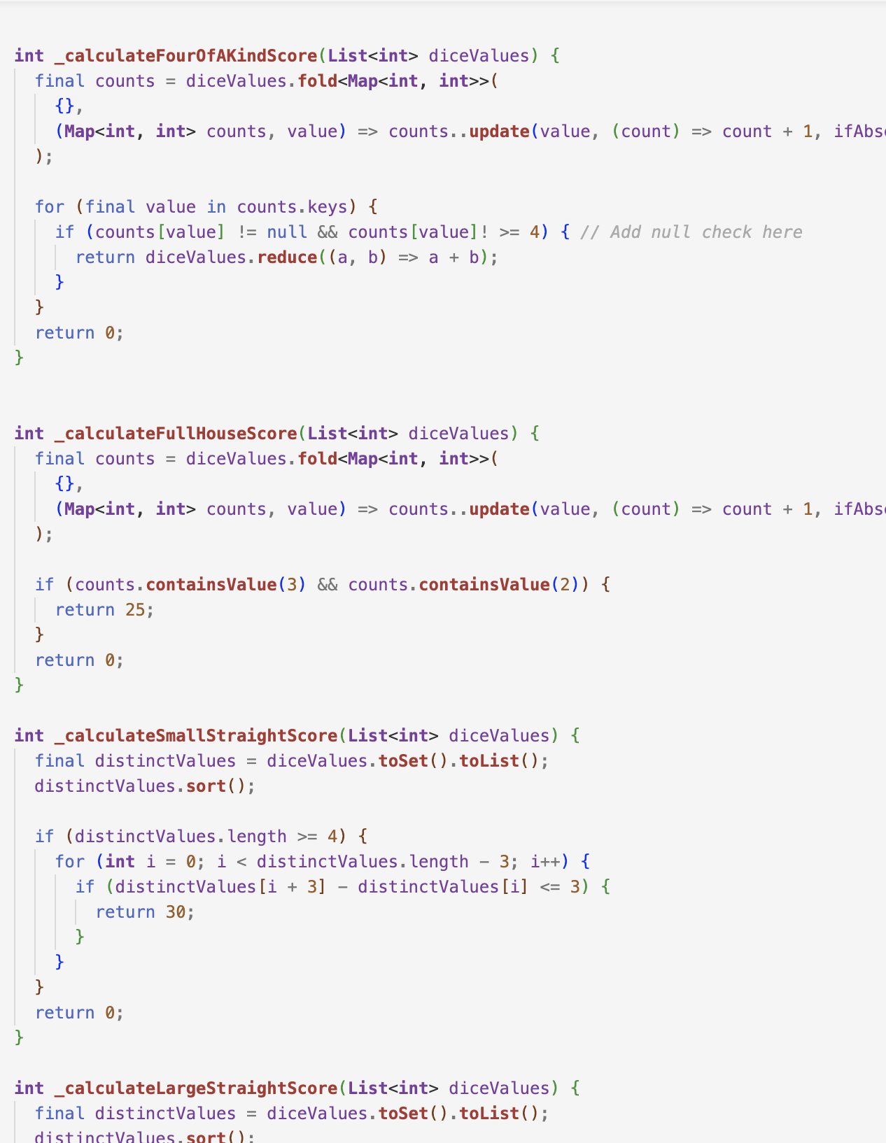 Solved CODE A YAHTZEE GAME IN DART PROGRAMMING LANGUAGE TO | Chegg.com