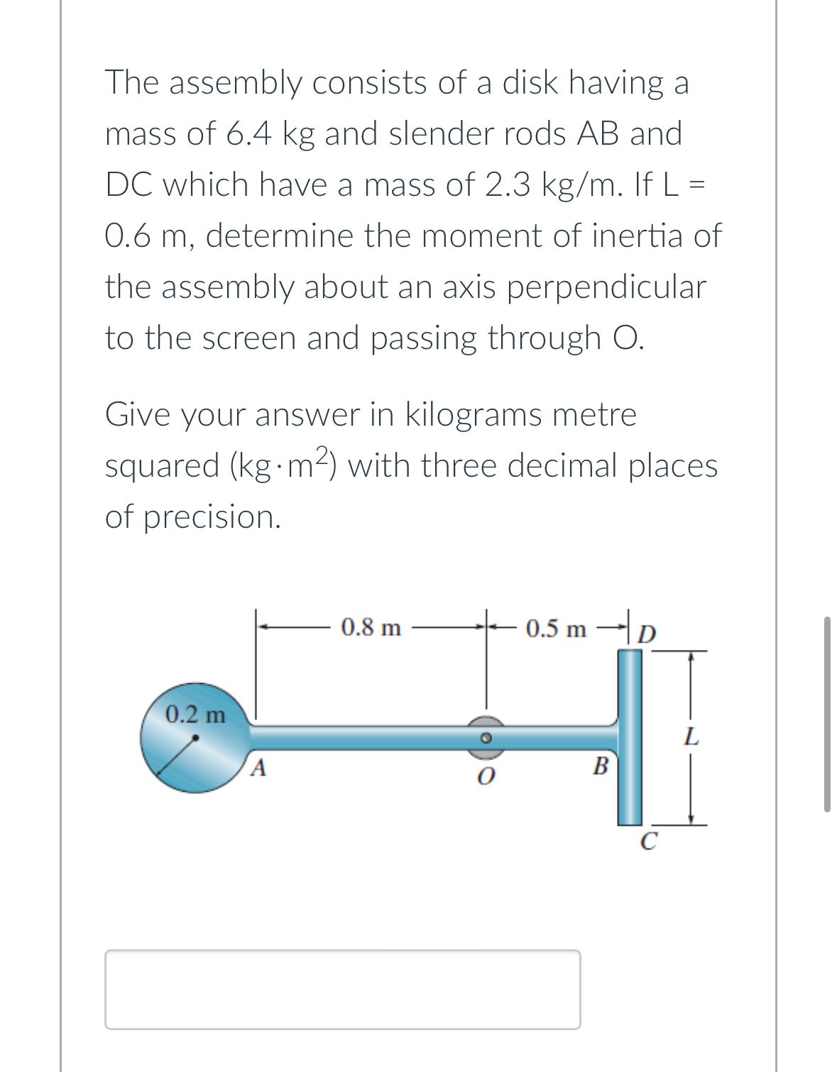 Solved The assembly consists of a disk having a mass of 6.4 | Chegg.com