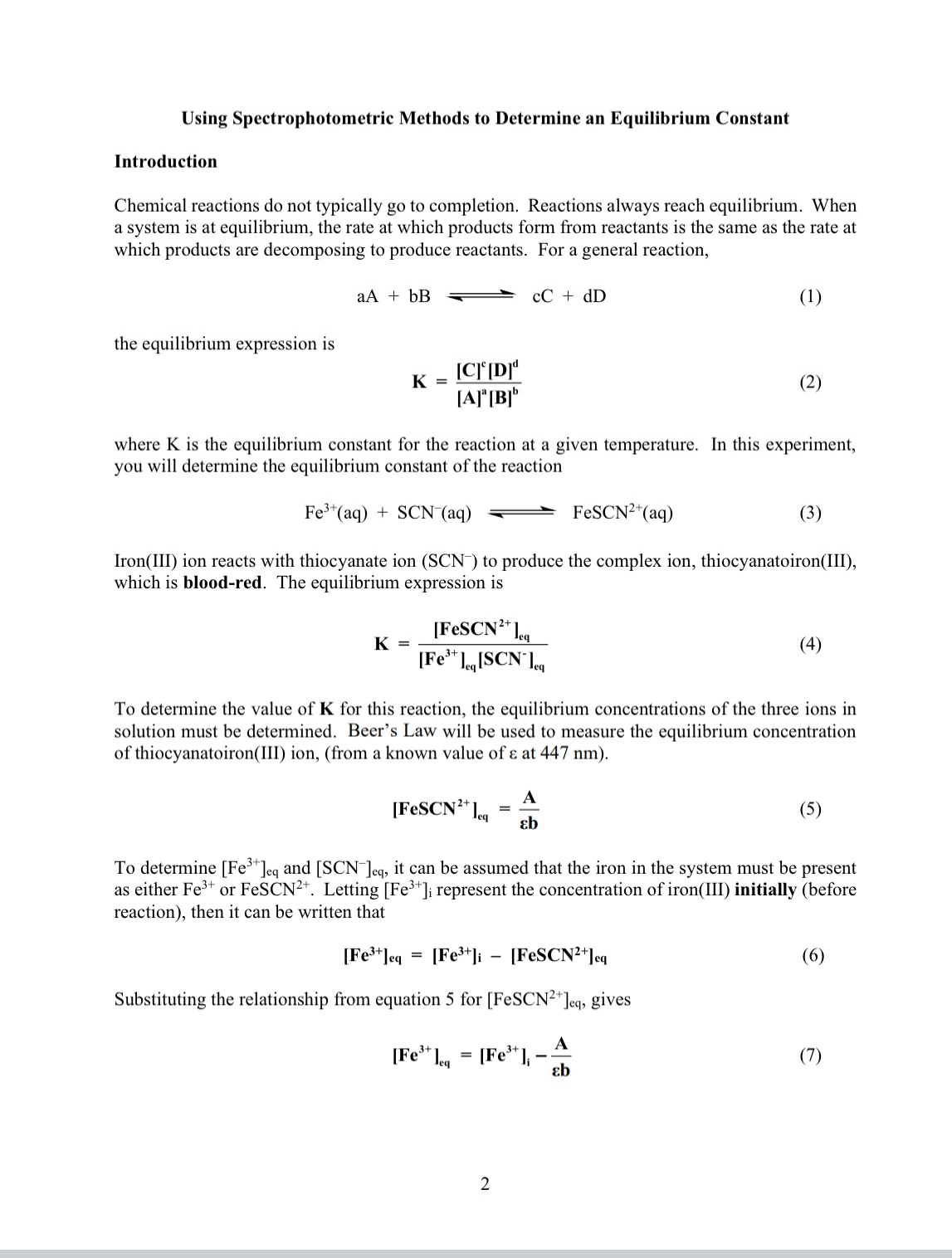 Solved Using Spectrophotometric Methods to Determine an | Chegg.com