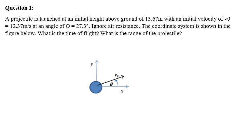Solved A projectile is launched at an initial height above | Chegg.com