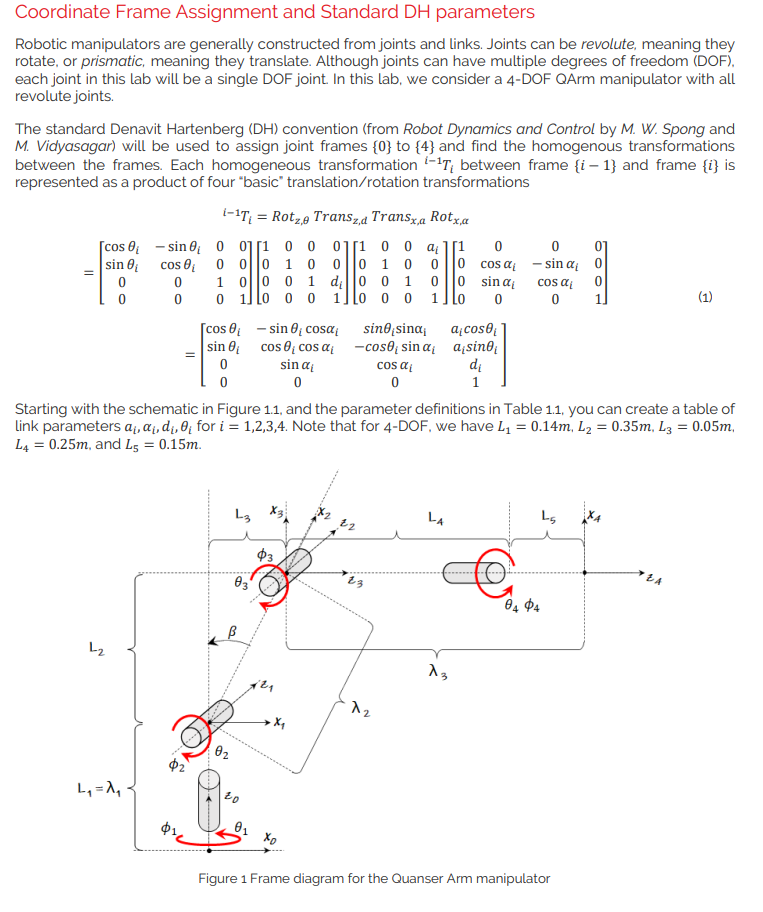 COMPLETE THE DH ﻿TABLE FOR THE FOLLOWING 4DOF | Chegg.com