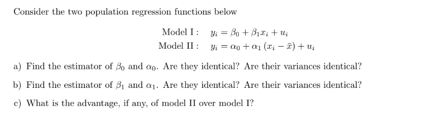 Solved Consider the two population regression functions | Chegg.com