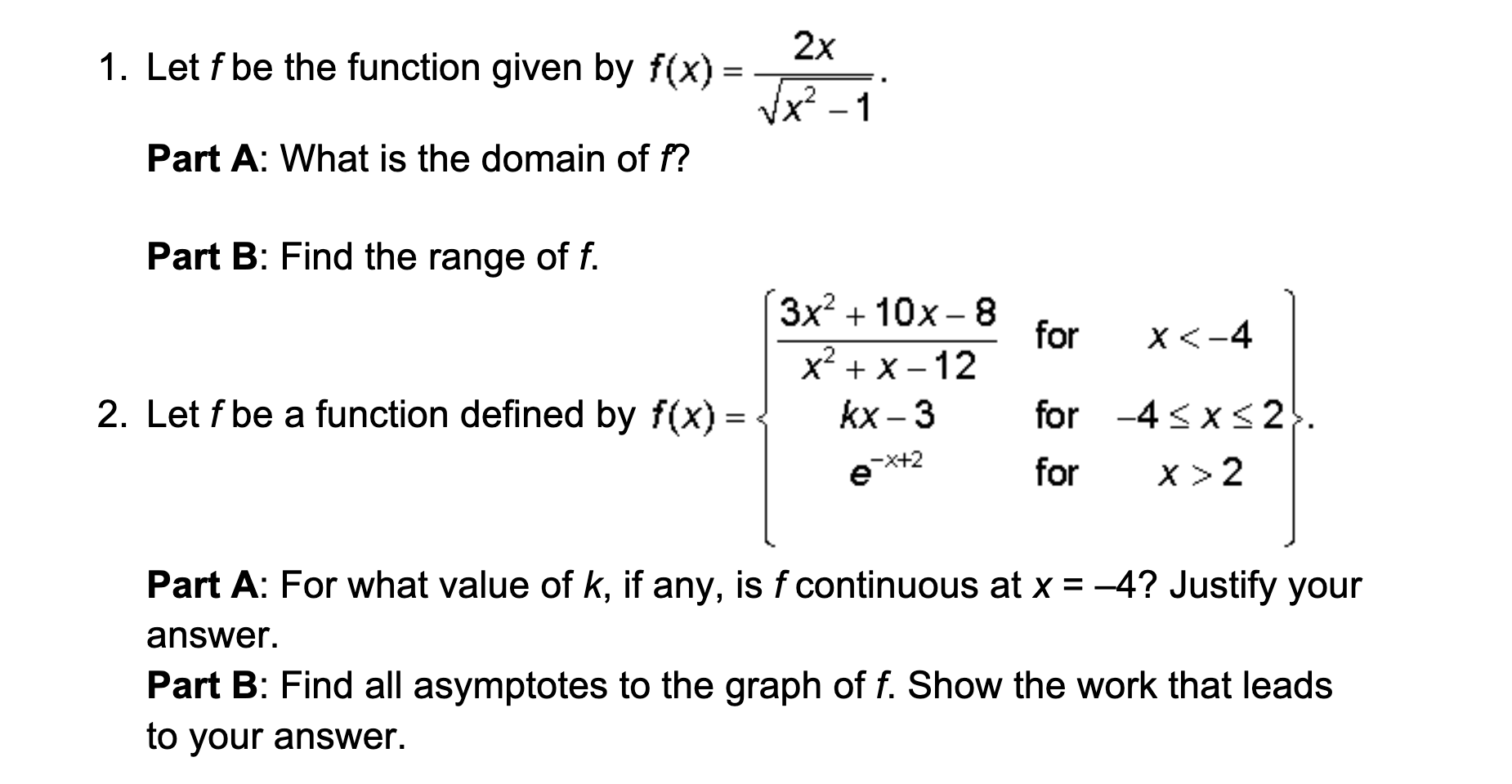 Solved 3. The functions f and g are continuous for all real | Chegg.com