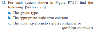 Solved 42. For each system shown in Figure P7.17, find the | Chegg.com