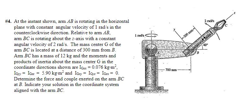 Solved #4. At the instant shown, arm AB is rotating in the | Chegg.com