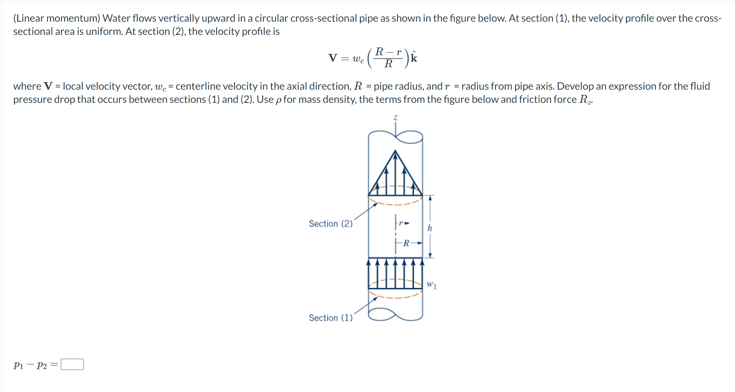 Solved (Linear momentum) ﻿Water flows vertically upward in a | Chegg.com
