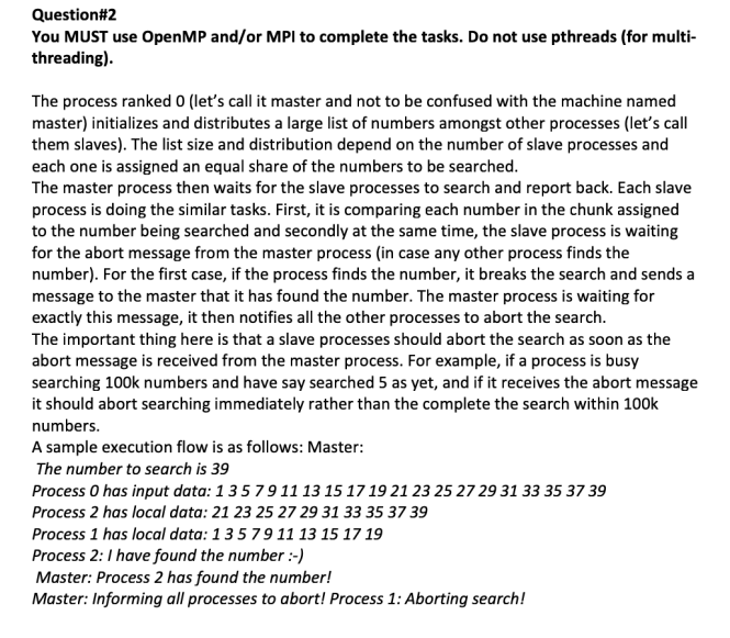 Question#2 You MUST use OpenMP and/or MPI to complete | Chegg.com
