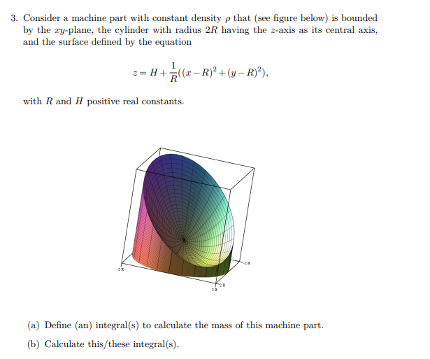 Solved 3. Consider a machine part with constant density ρ | Chegg.com