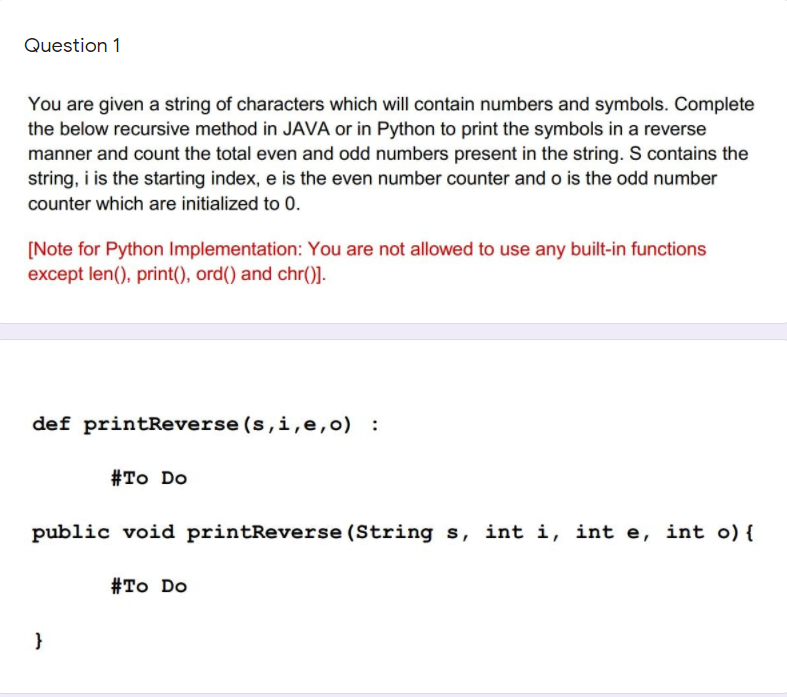Solved Question 1 You are given a string of characters which | Chegg.com