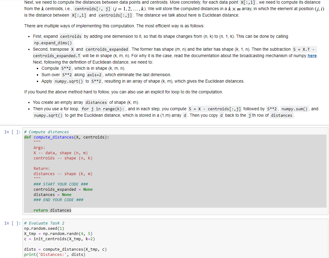 Solved Next, we need to compute the distances between data | Chegg.com