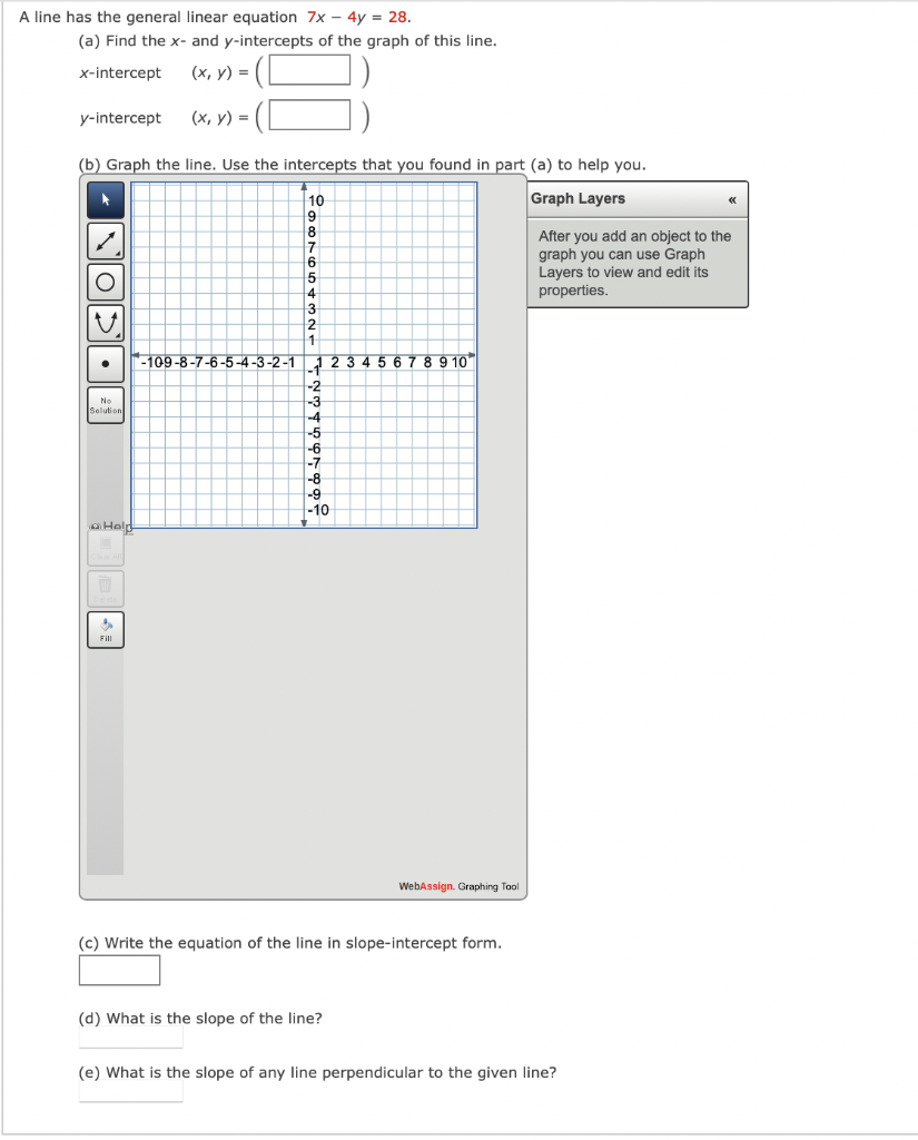 Solved has the general linear equation 7x−4y=28 (a) Find the | Chegg.com