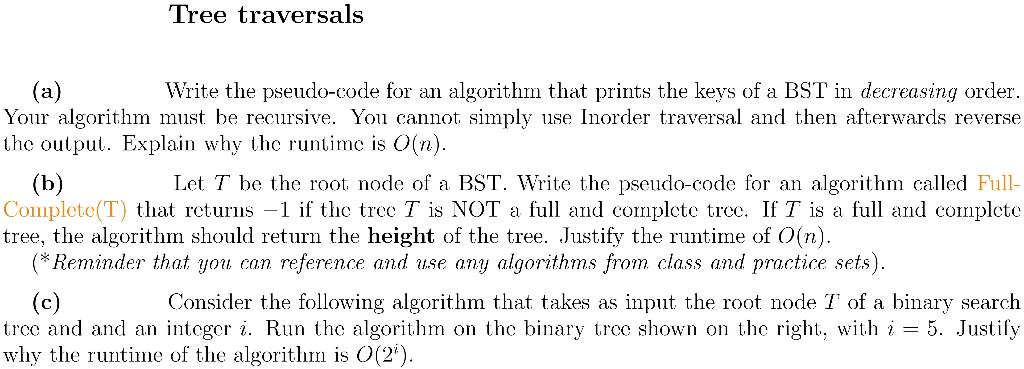 Solved A Write The Pseudo Code For An Algorithm That 8811