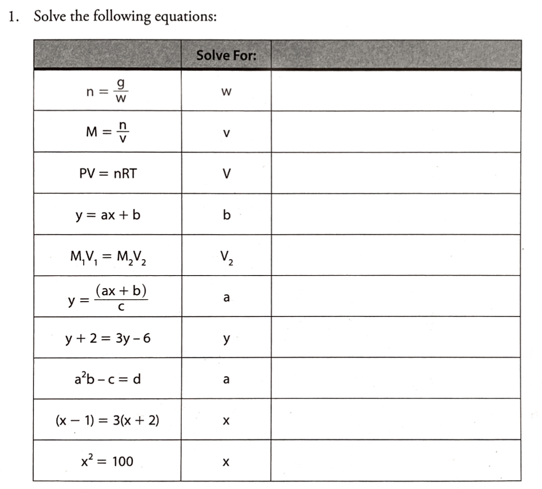 Solved 1. Solve the following equations: Solve For: g n = W | Chegg.com