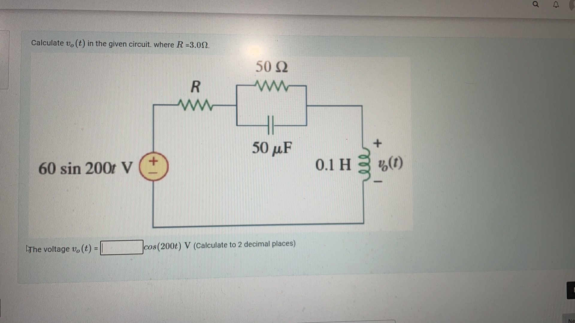 Solved Calculate vo(t) in the given circuit. where R=3.0Ω. | Chegg.com