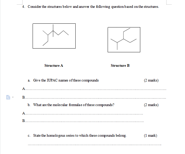 Solved 4. Consider the structures below and answer the | Chegg.com