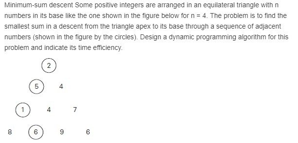 Solved Minimum-sum descent Some positive integers are | Chegg.com