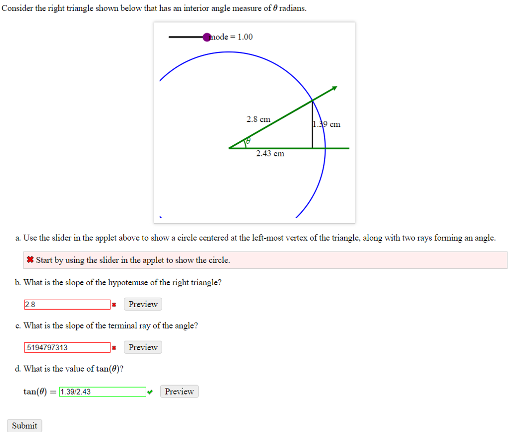 Solved Consider the right triangle shown below that has an | Chegg.com