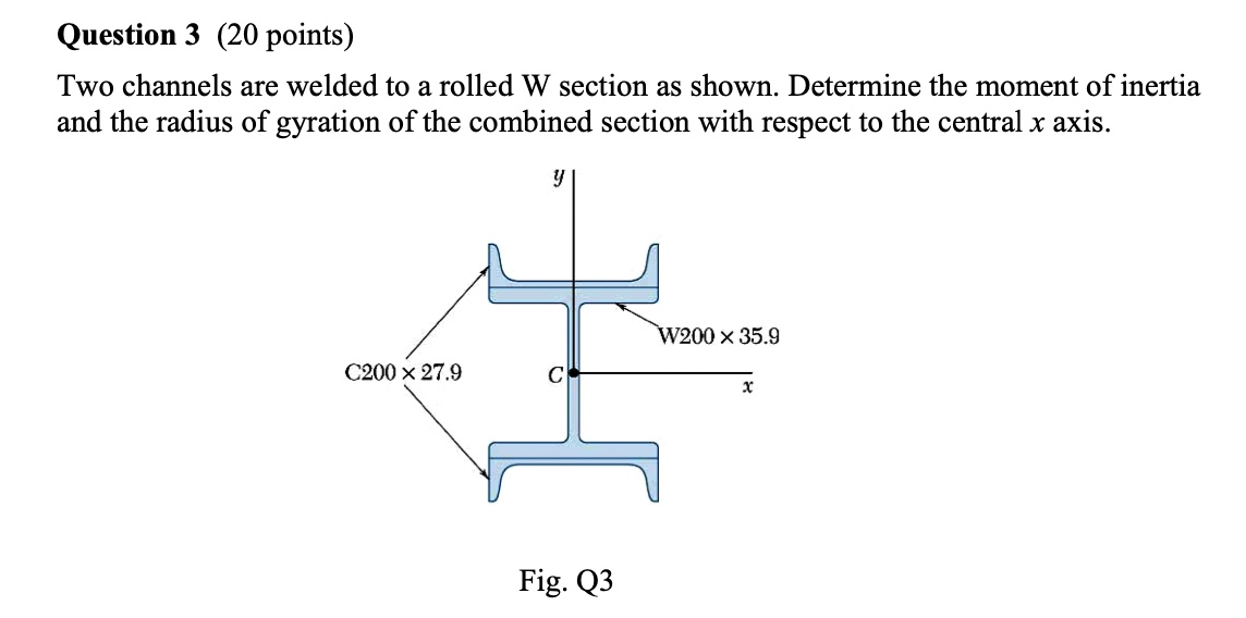 Solved Two channels are welded to a rolled W section as | Chegg.com