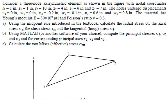 Consider a three-node axisymmetric element as shown | Chegg.com