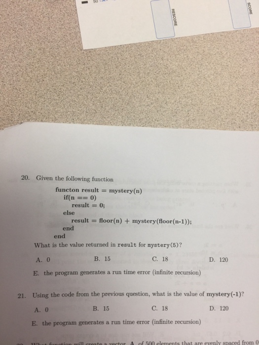 Solved Given the following function function result = | Chegg.com