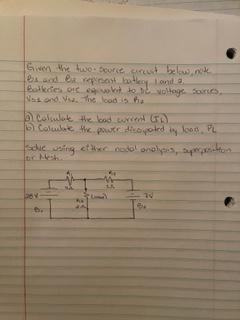 Solved Given the two source circuit below, note B1 and B2 | Chegg.com