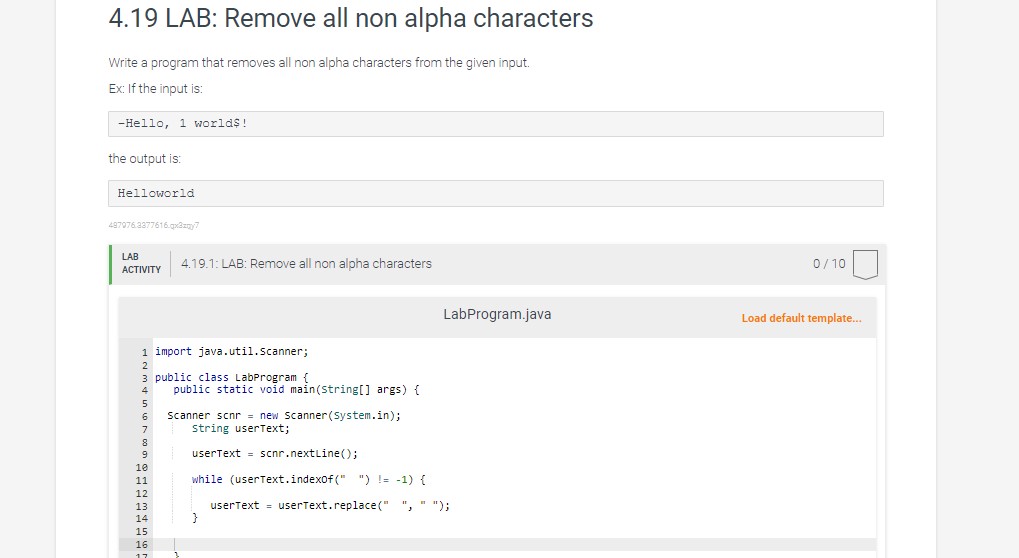 Solved 419 Lab Remove All Non Alpha Characters Write A 