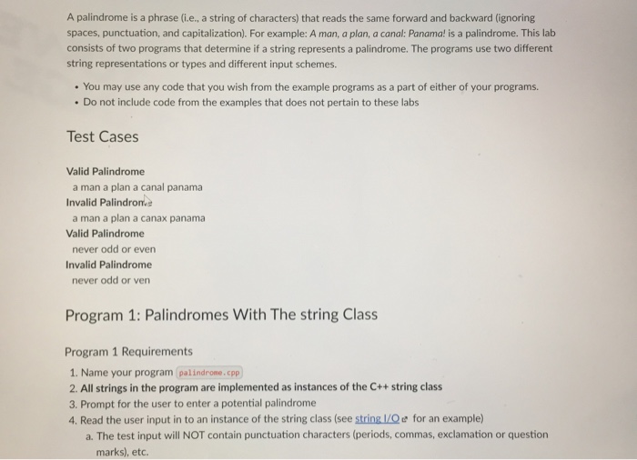 Solved A palindrome is a phrase (i.e., a string of | Chegg.com