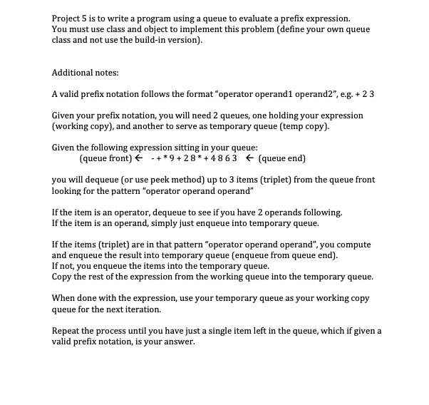 Solved Evaluation Of A Prefix Expression Using A Queue One 5689